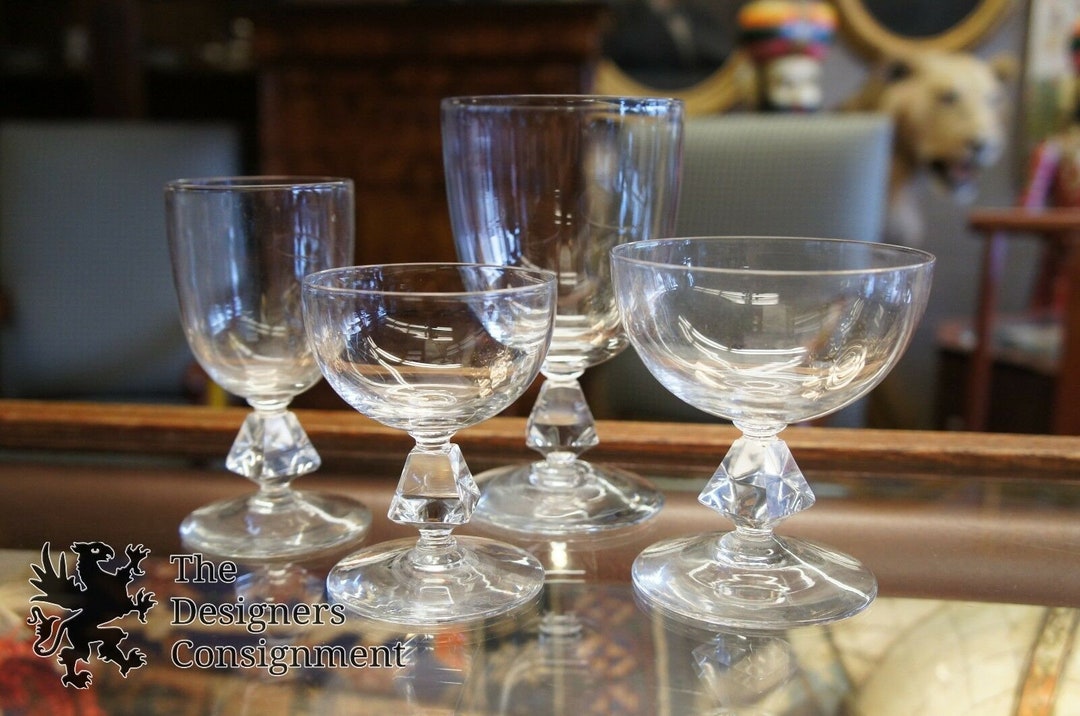 24 Piece Bryce Hand Blown Glass & Crystal Accented Wine Champagne ...