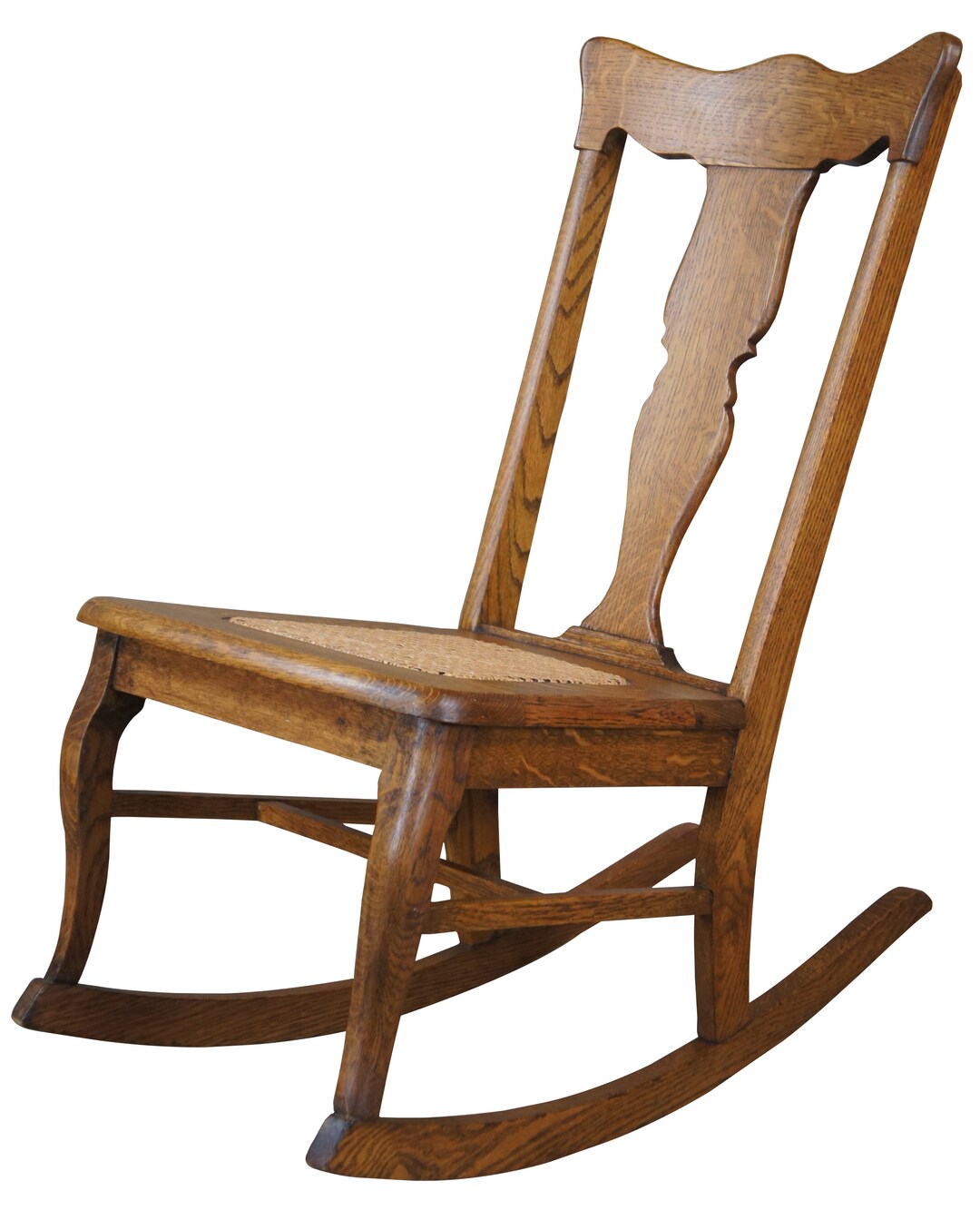 Antique Victorian Stomps Burkhardt Quartersawn Oak Caned Rocker Rocking ...