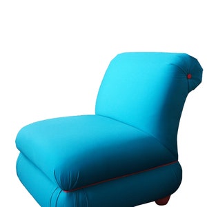 Post Modern Overstuffed Turquoise Blue Upholstered Slipper Chair ...