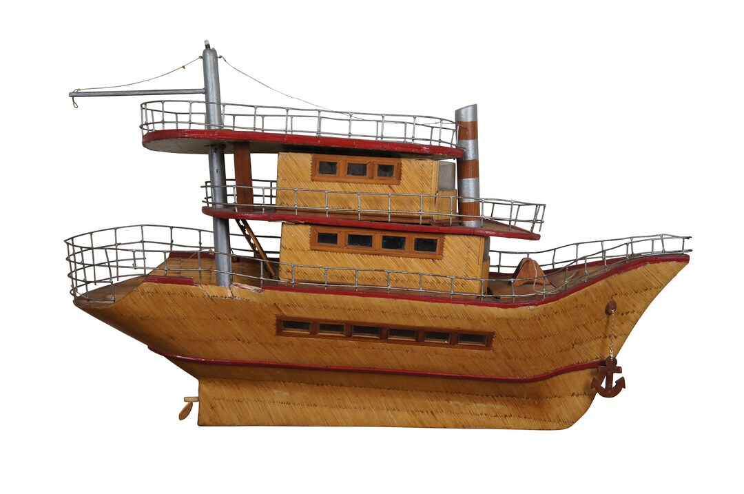 Prison Folk Art Matchstick Model Boat Ship Maritime Night Light ...