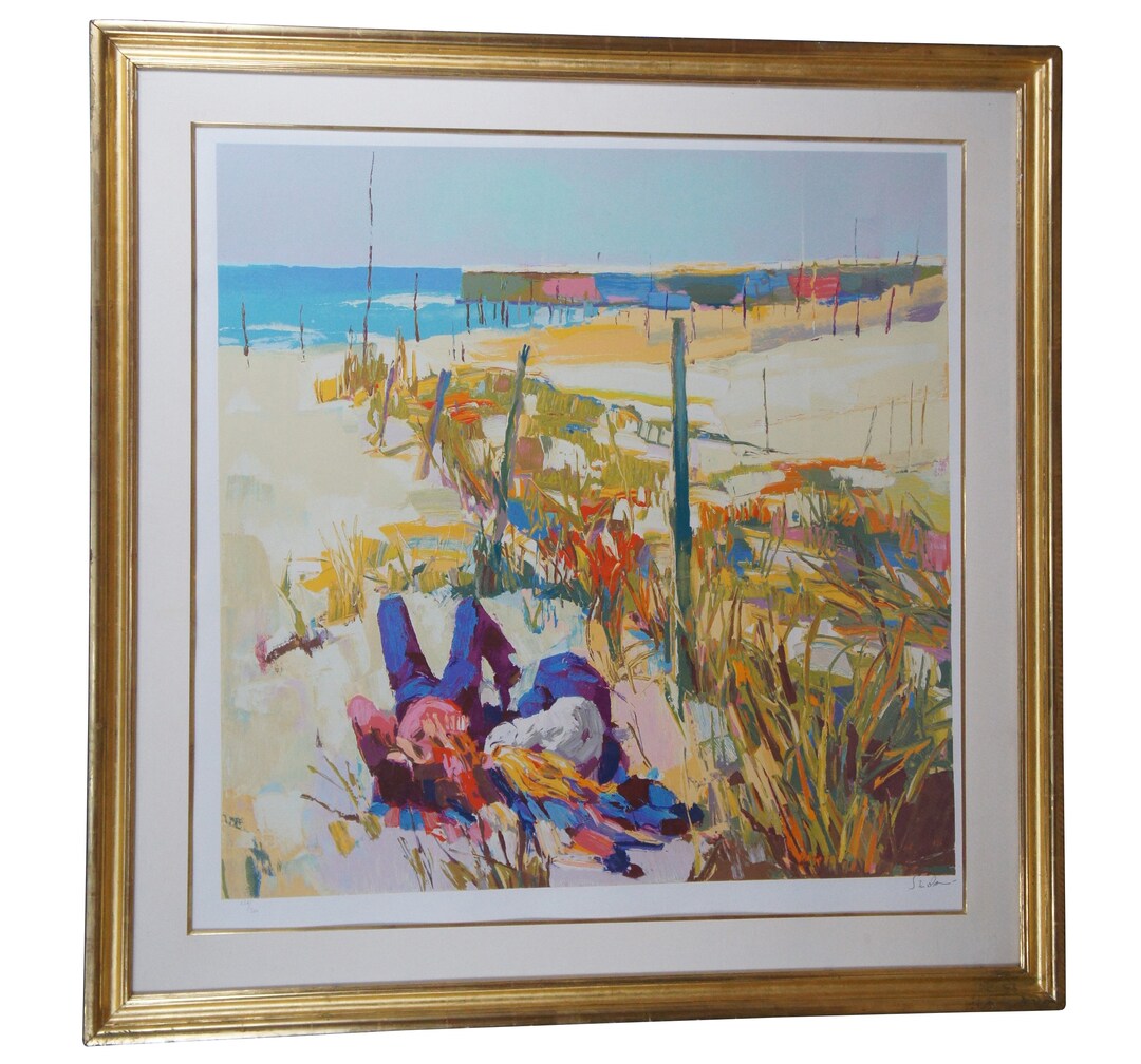 Vintage Nicola Simbari Impressionist Beach Picnic Landscape Serigraph ...