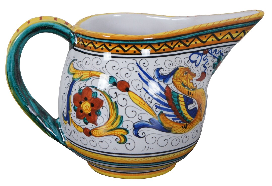 Deruta Italian Majolica Pottery Water Wine Jug Pitcher - Etsy