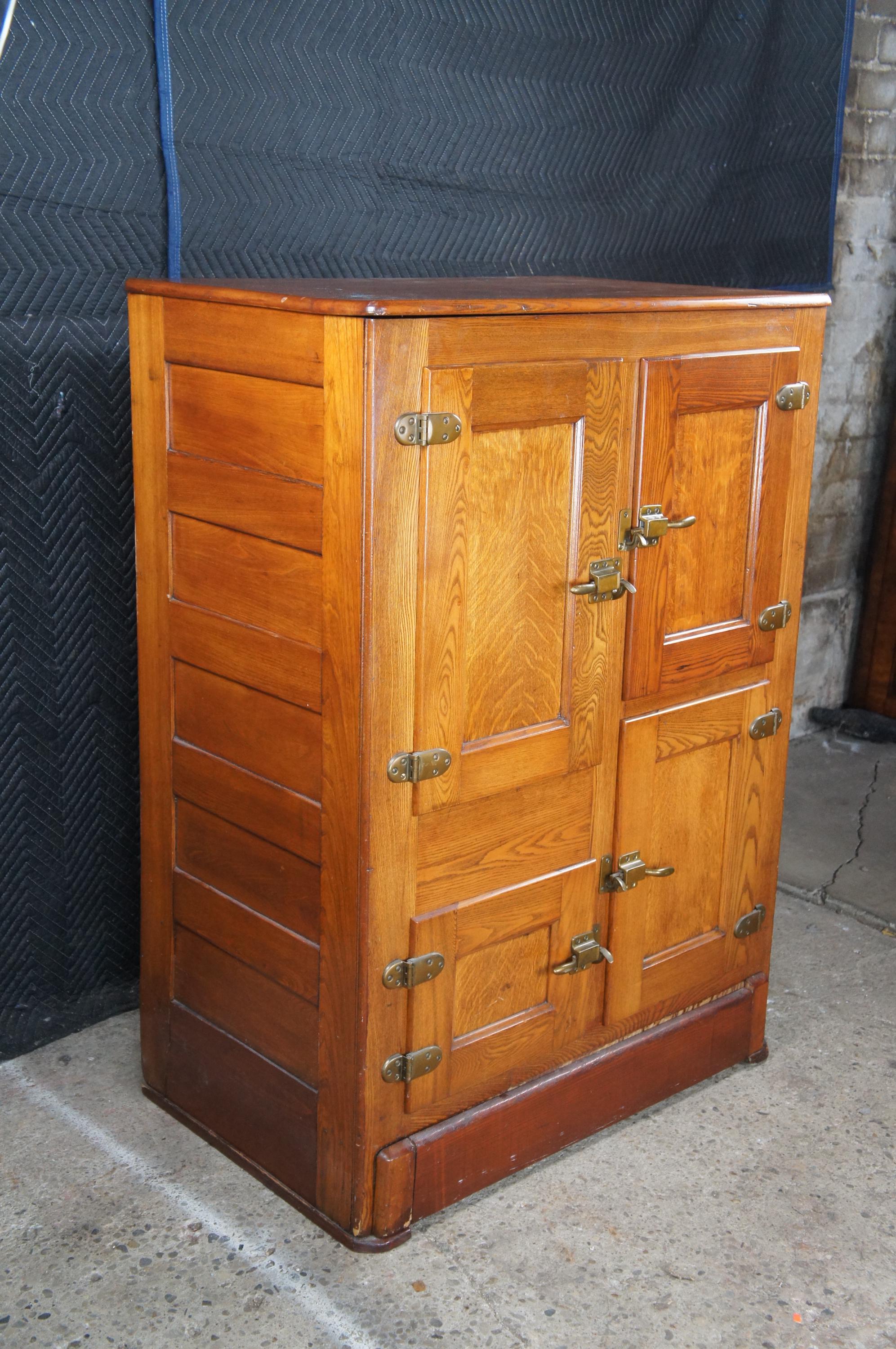 Antique Quarterswan Oak Farmhouse Kitchen Ice Box Refrigerator Bar ...