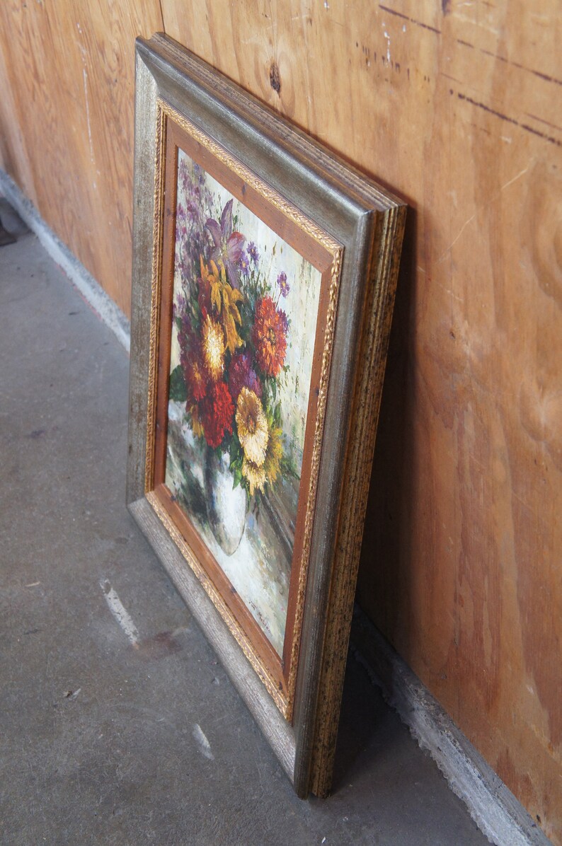 Still Life Floral Oil Painting by Van Matino Vibrant Flower Bouquet in ...