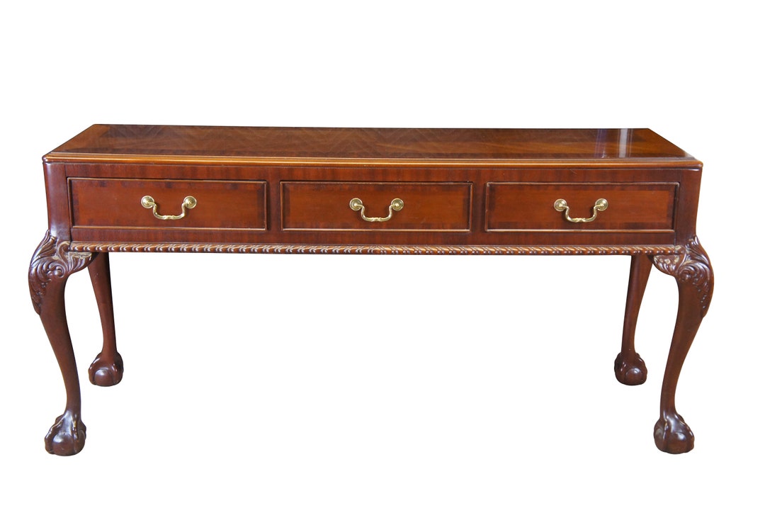 Vintage Link Taylor Chippendale Style Solid Mahogany Console Sofa Hall ...