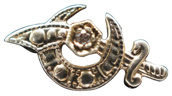 14k Yellow Gold Diamond Masonic Shriner Lapel Pin Scimitar - Etsy