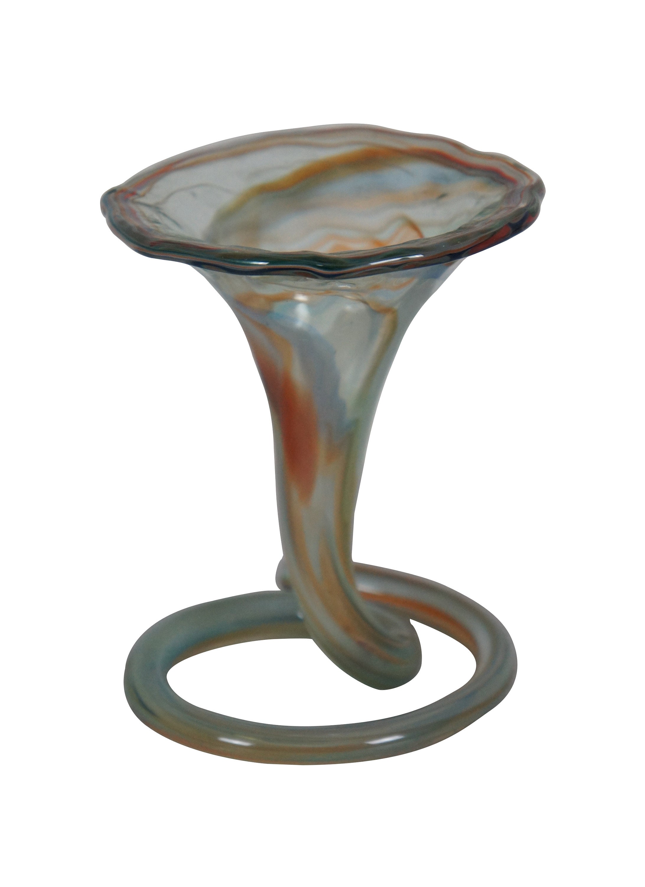 Vintage Hand Blown Art Glass Trumpet Tulip Coil Bud Vase 5" - Etsy