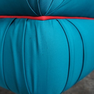 Post Modern Overstuffed Turquoise Blue Upholstered Slipper Chair ...