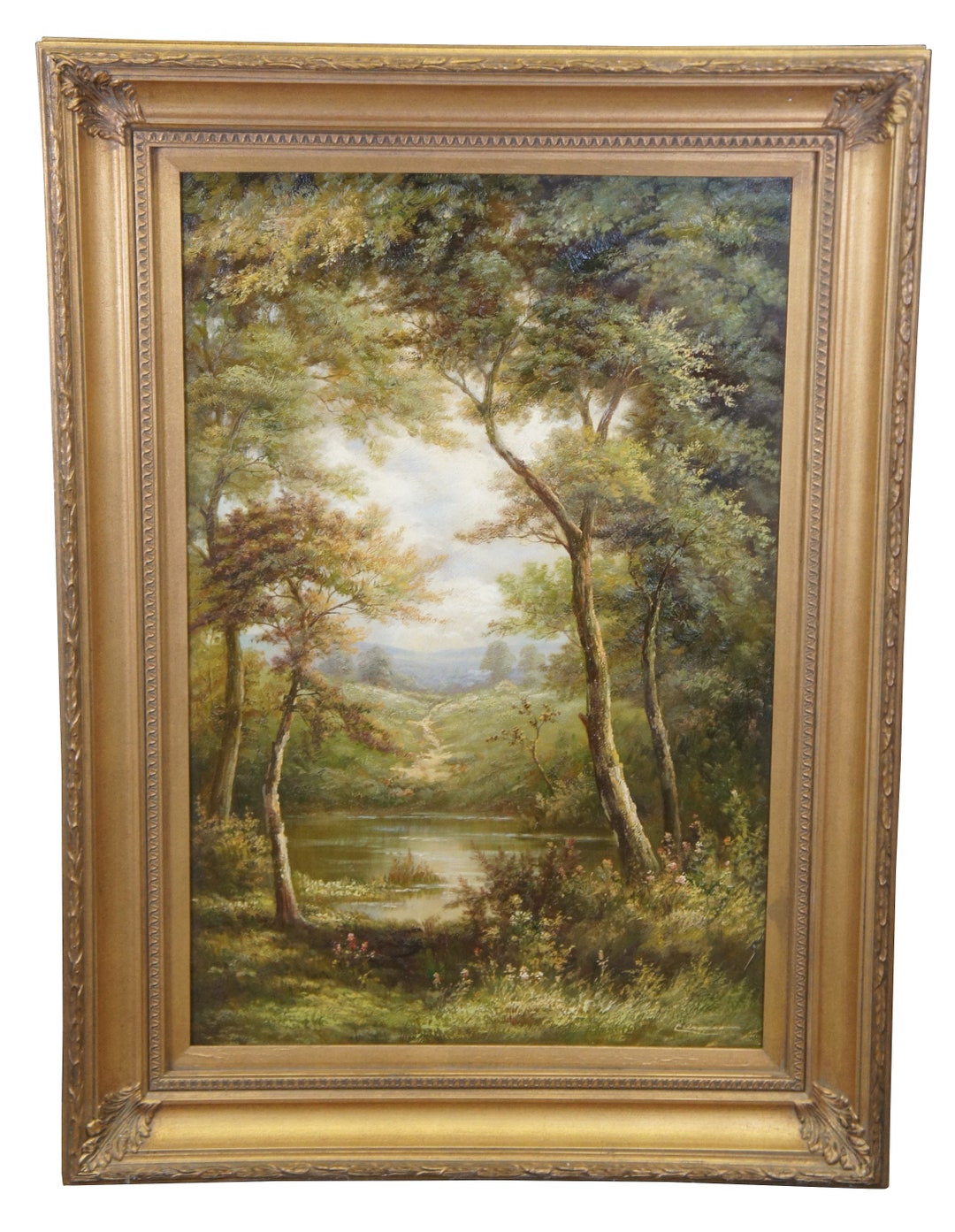 Cirocco Pastoral Forest Landscape Oil Painting on Canvas Gold Frame 46 ...