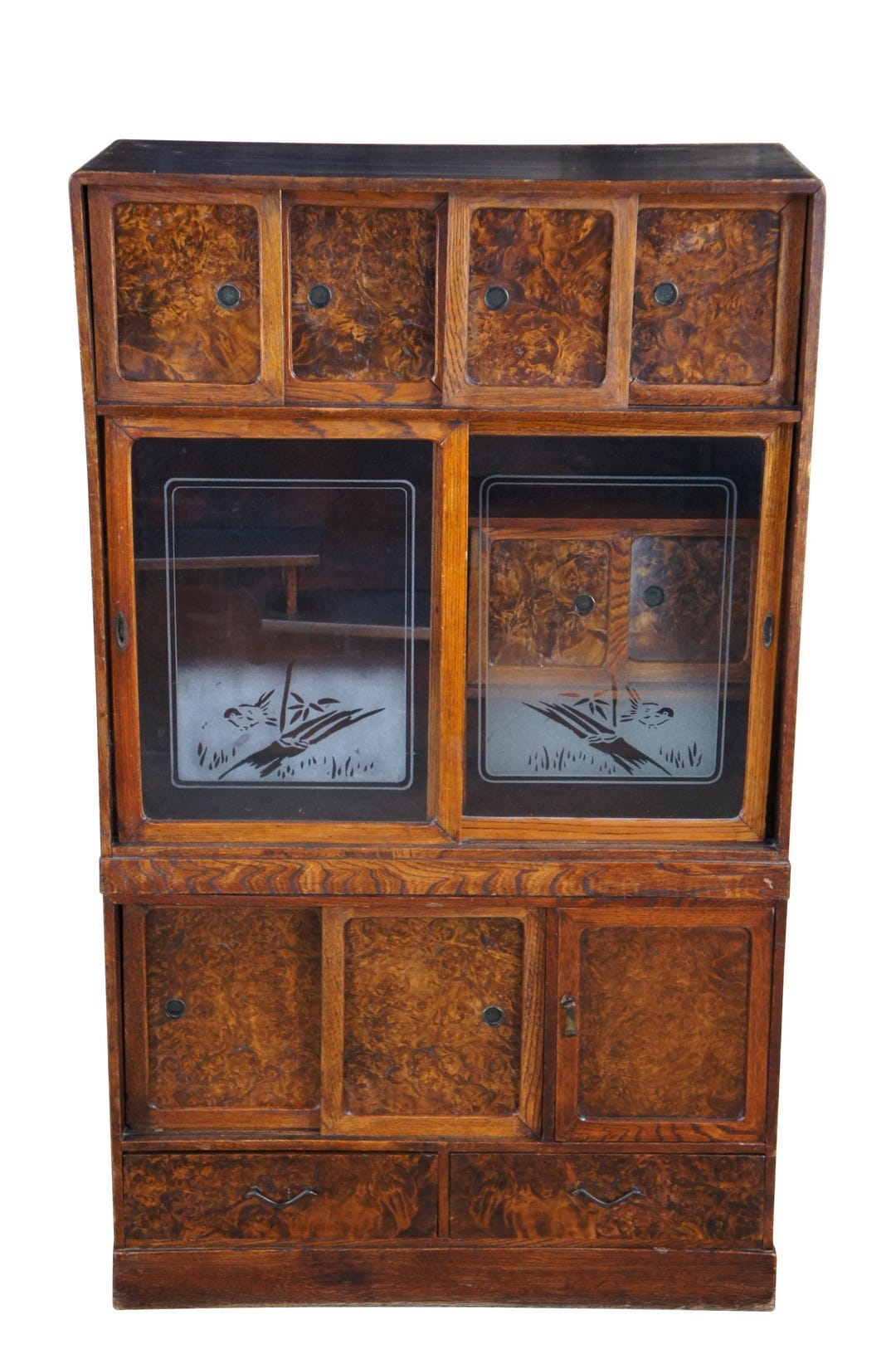 Antique Late Meiji Japanese Cha Tansu Tea Chest Display Cabinet ...