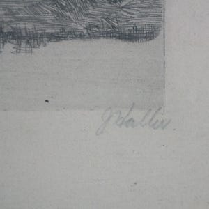 Antique Alfred J Haller Country Landscape Thatched Cottage Lake Etching ...