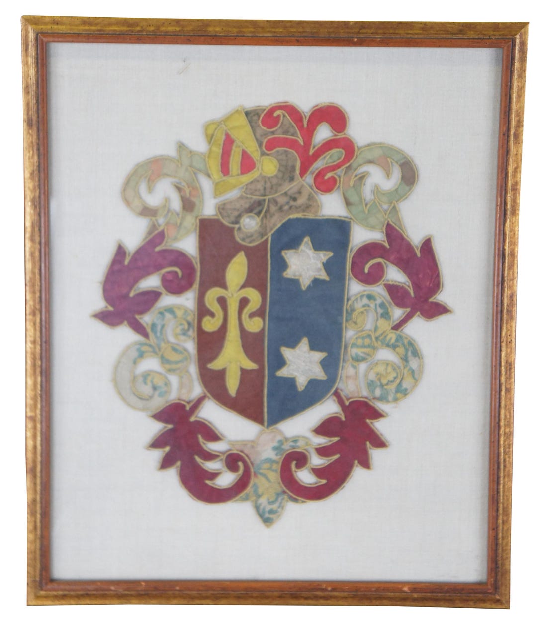Antique 18th C. Embroidered Italian Heraldic Armorial Coat of Arms ...