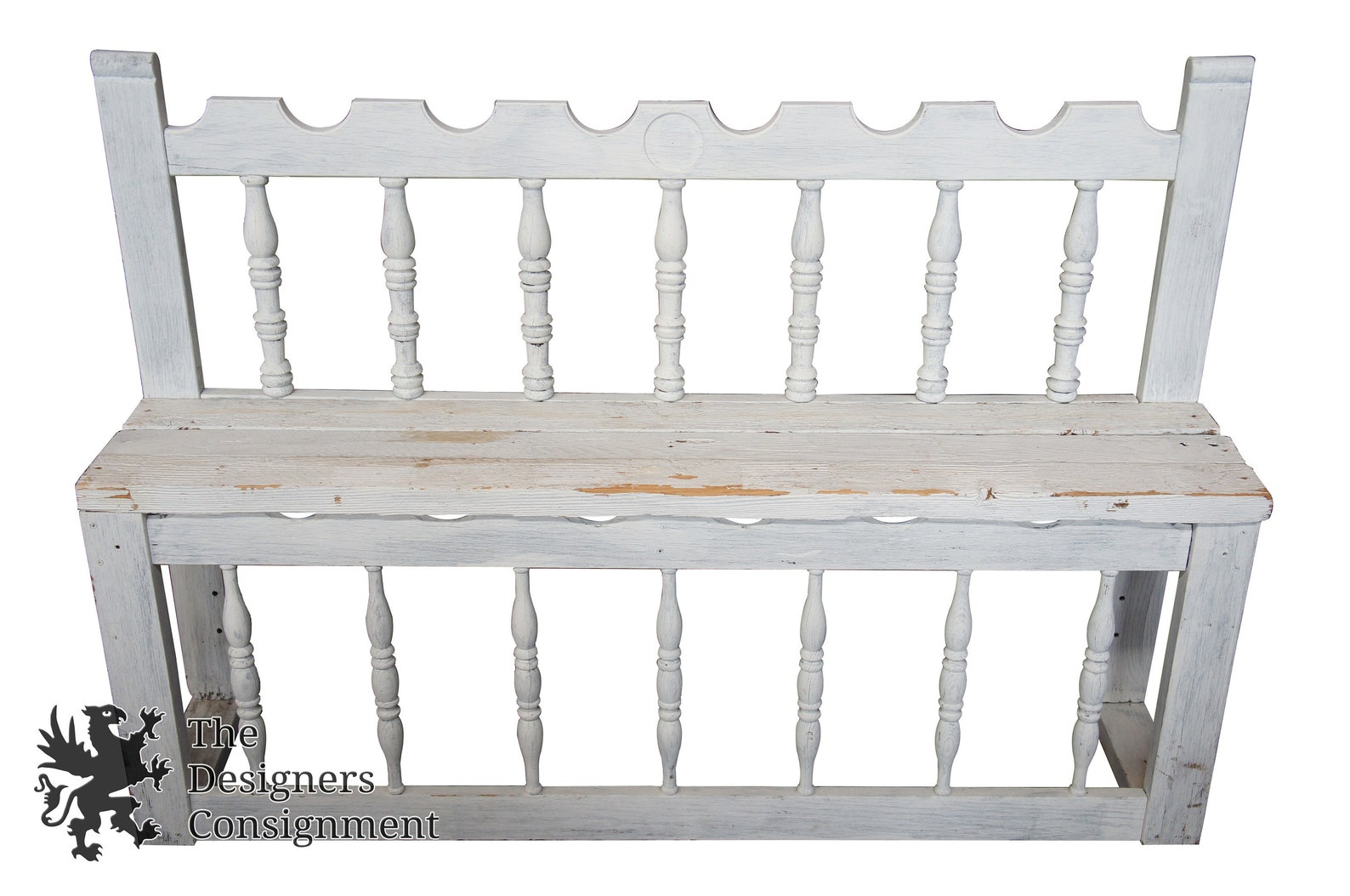 Distressed White Chic Country Spindle Back Bench Seat Farm | Etsy