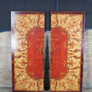 2 Vintage Oriental Red Lacquer Hanging Panels Pineapple Urn Flowers 48 ...