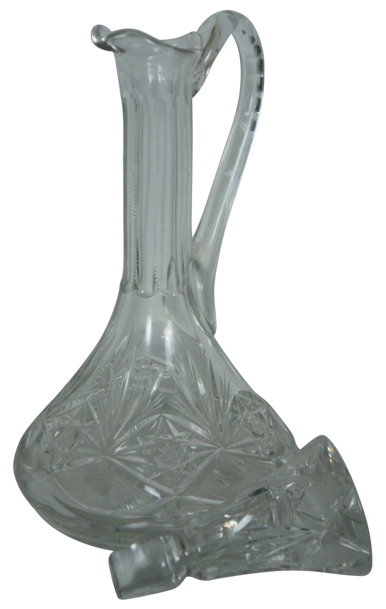 Mid Century Cut Glass Wine Liquor Decanter Jug Pitcher W Stopper 14” - Etsy