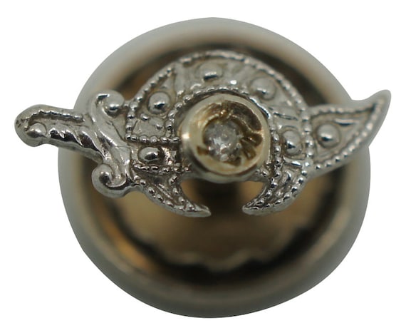 14k White Gold Diamond Masonic Shriner Lapel Pin Scim… - Gem