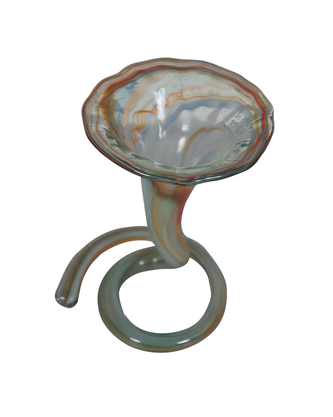 Vintage Hand Blown Art Glass Trumpet Tulip Coil Bud Vase 5" - Etsy