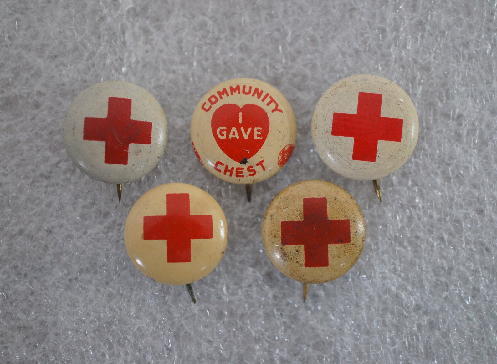 40 WWI & WWII First Aid Pins Tabs Red Cross Blood Donation Liberty Bond ...