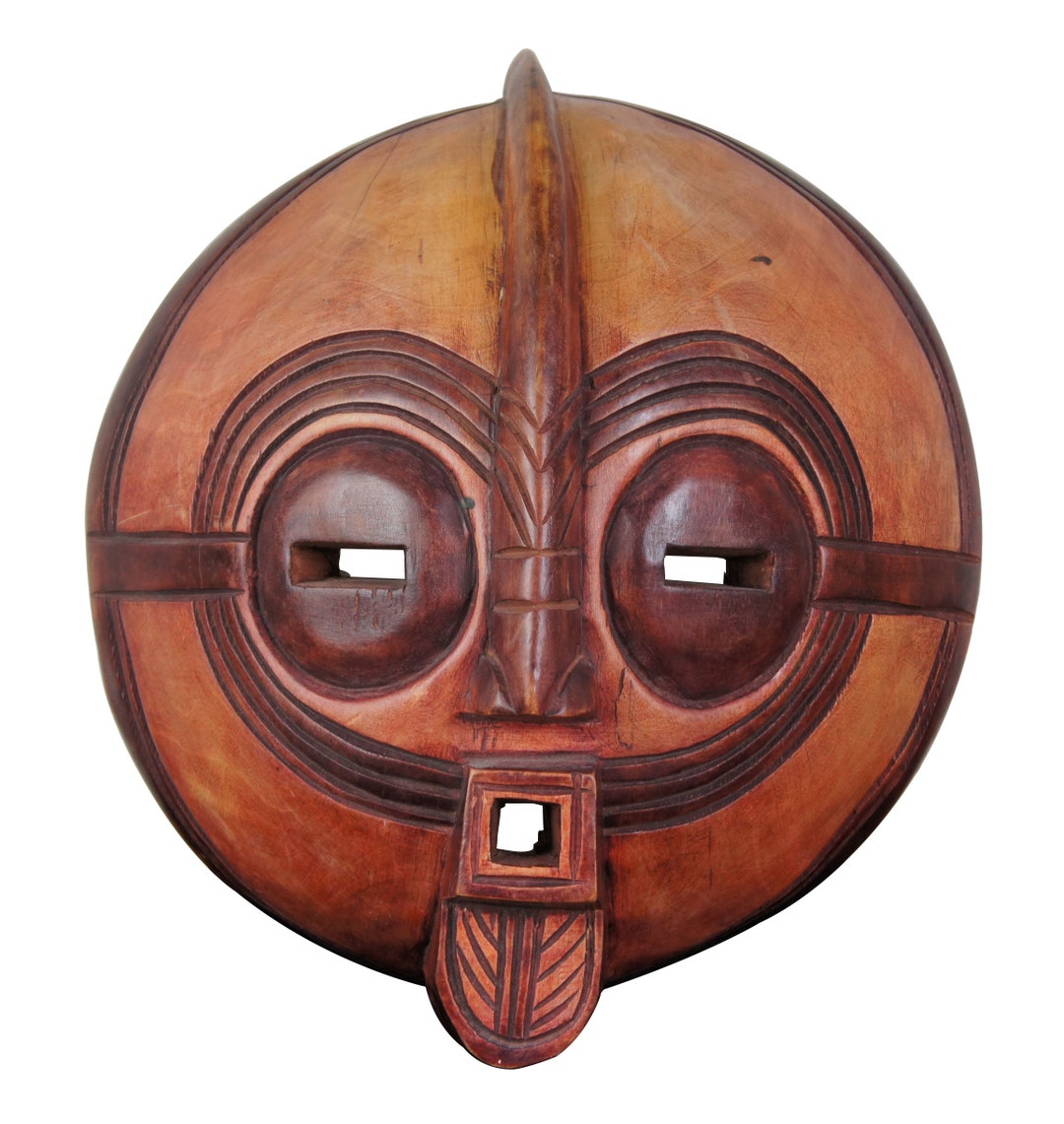 Ghana Double Mouth Ceremonial Folk Art Mask Wood Carved Painted Tribal ...