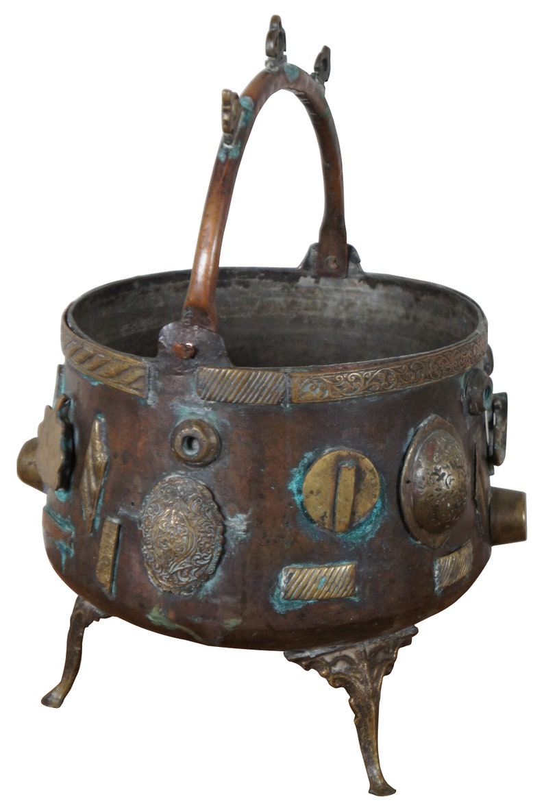 Antique 19th Century Chinese Bronze Ornate Cauldron Pot Planter Tripod ...