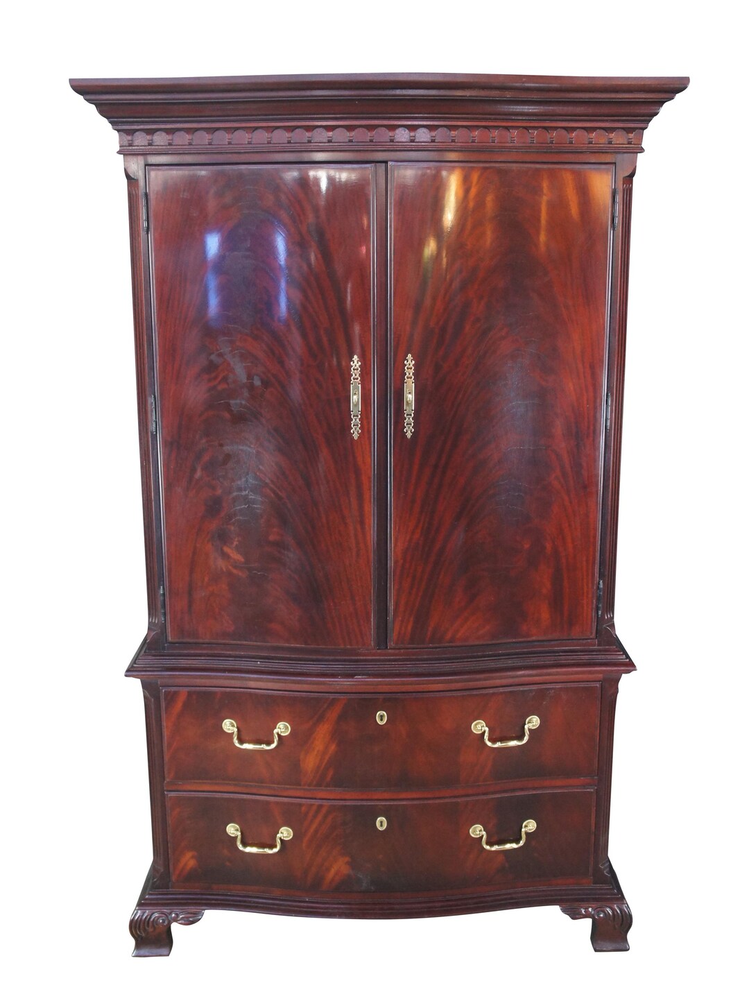 Thomasville 18th Century Flame Mahogany Bow Front Clothing Armoire ...