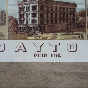 Birds Eye View of Dayton Ohio 1870 Colored Print Cityscape Map Framed ...