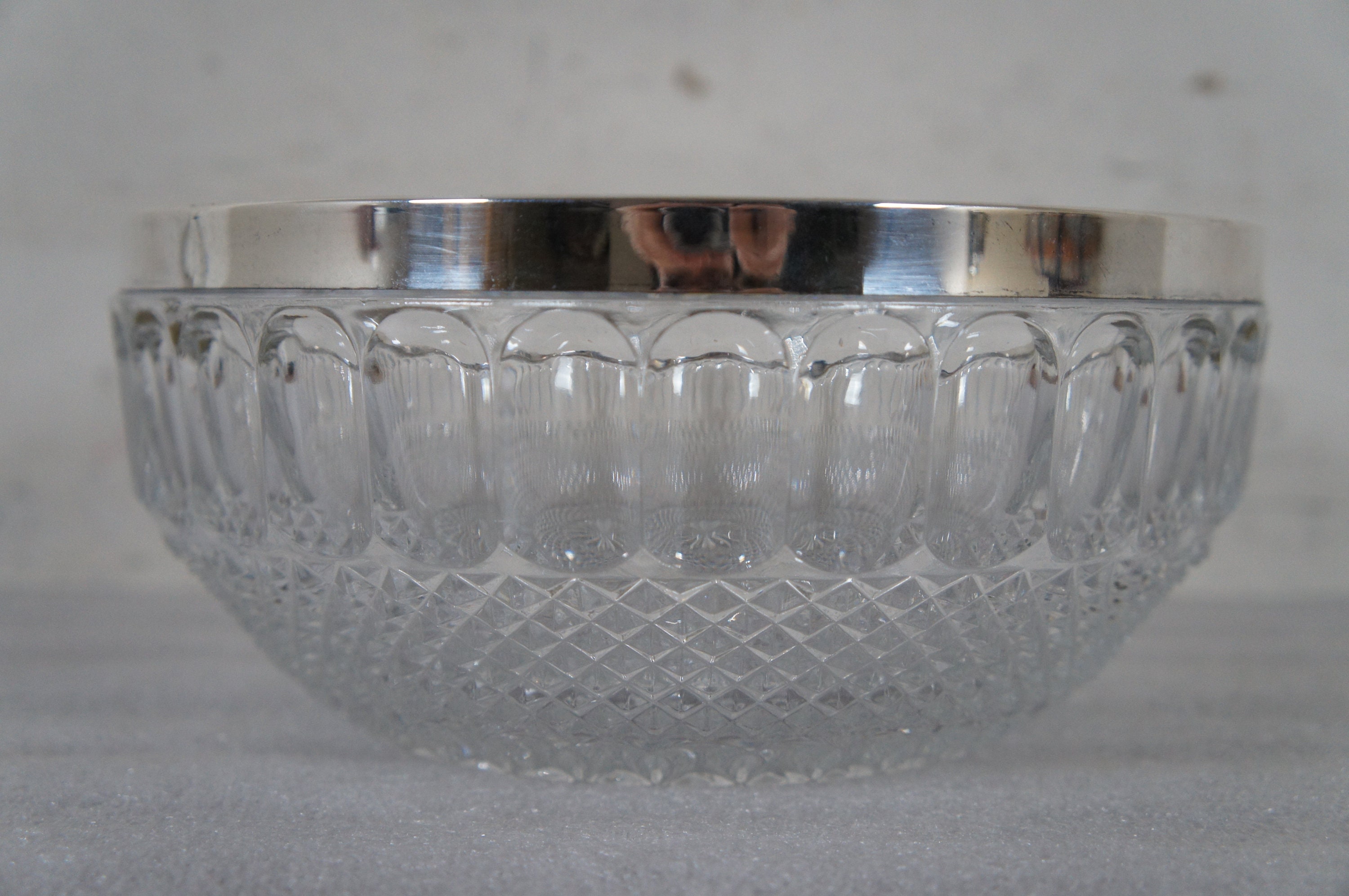 Mid Century Pressed Glass Silver Plate Centerpiece Fruit Serving Bowl 8 ...