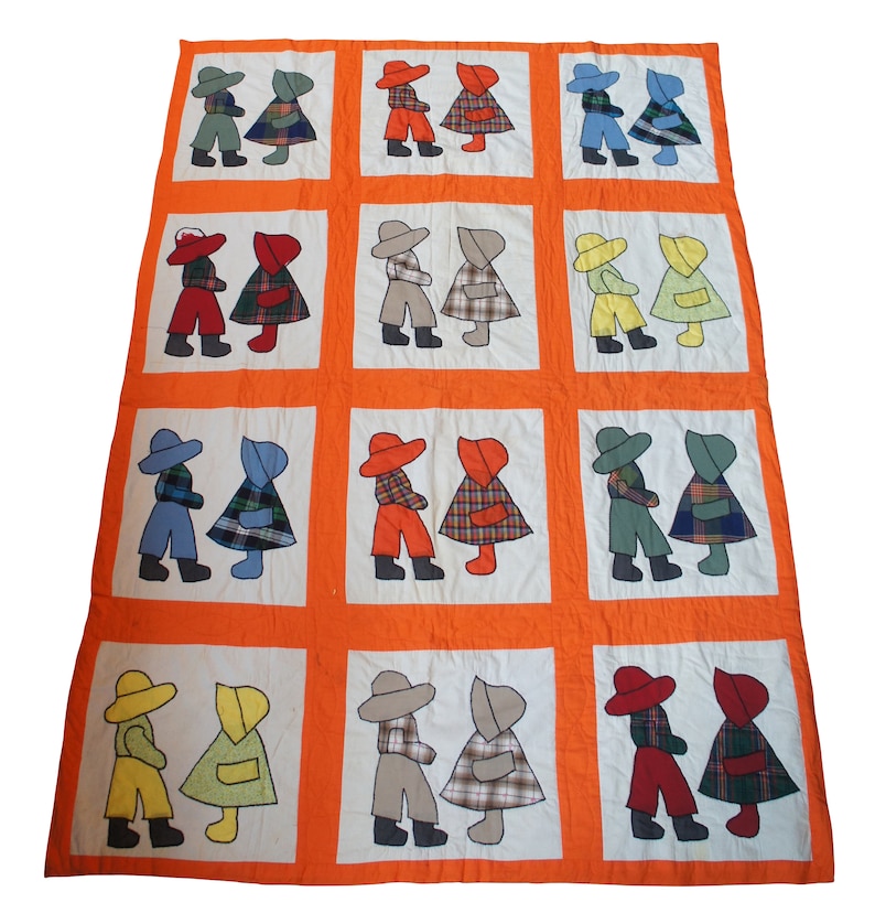 Antique Applique Sunbonnet Dutch Boy & Girl Quilt Blanket - Etsy