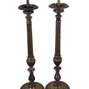 2 Antique French Silver Plate Church Temple Altar Pricket Canldesticks ...