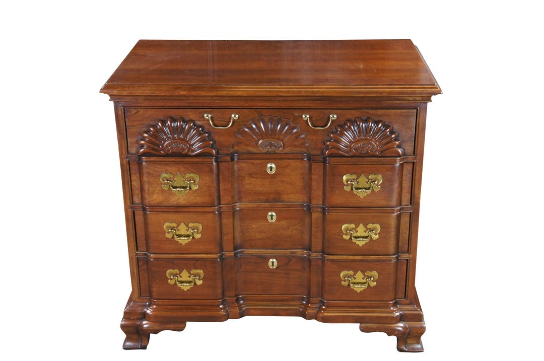 Vintage Harden Georgian Style Solid Cherry Goddard Block Front Chest of ...