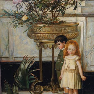 Jan C. Verhas 'the Broken Flower Pot' Painting Children Flowers Framed ...
