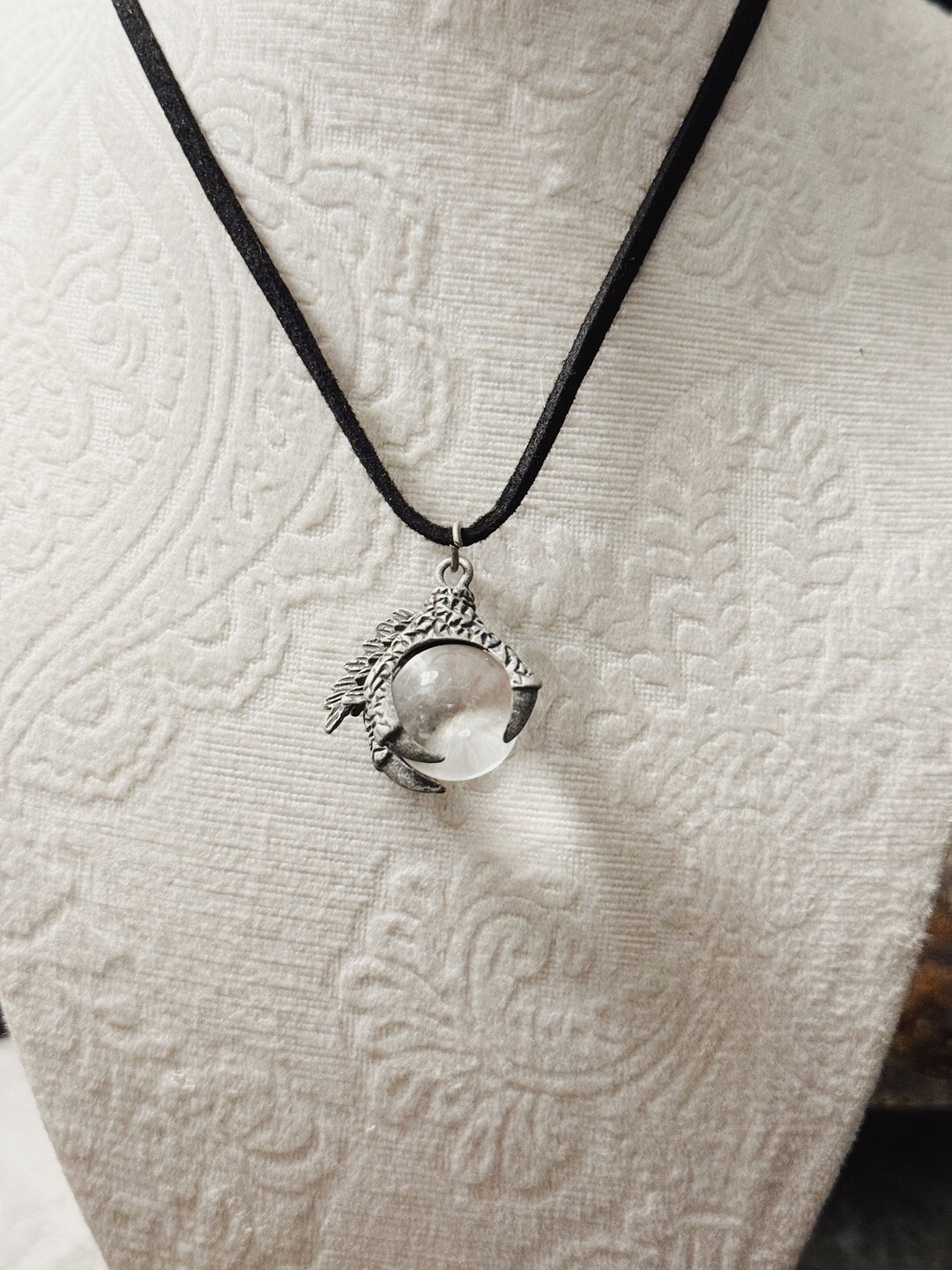 Silver Dragon Claw Necklace, Cute Whimsical Cottage Core Necklace, Chic ...