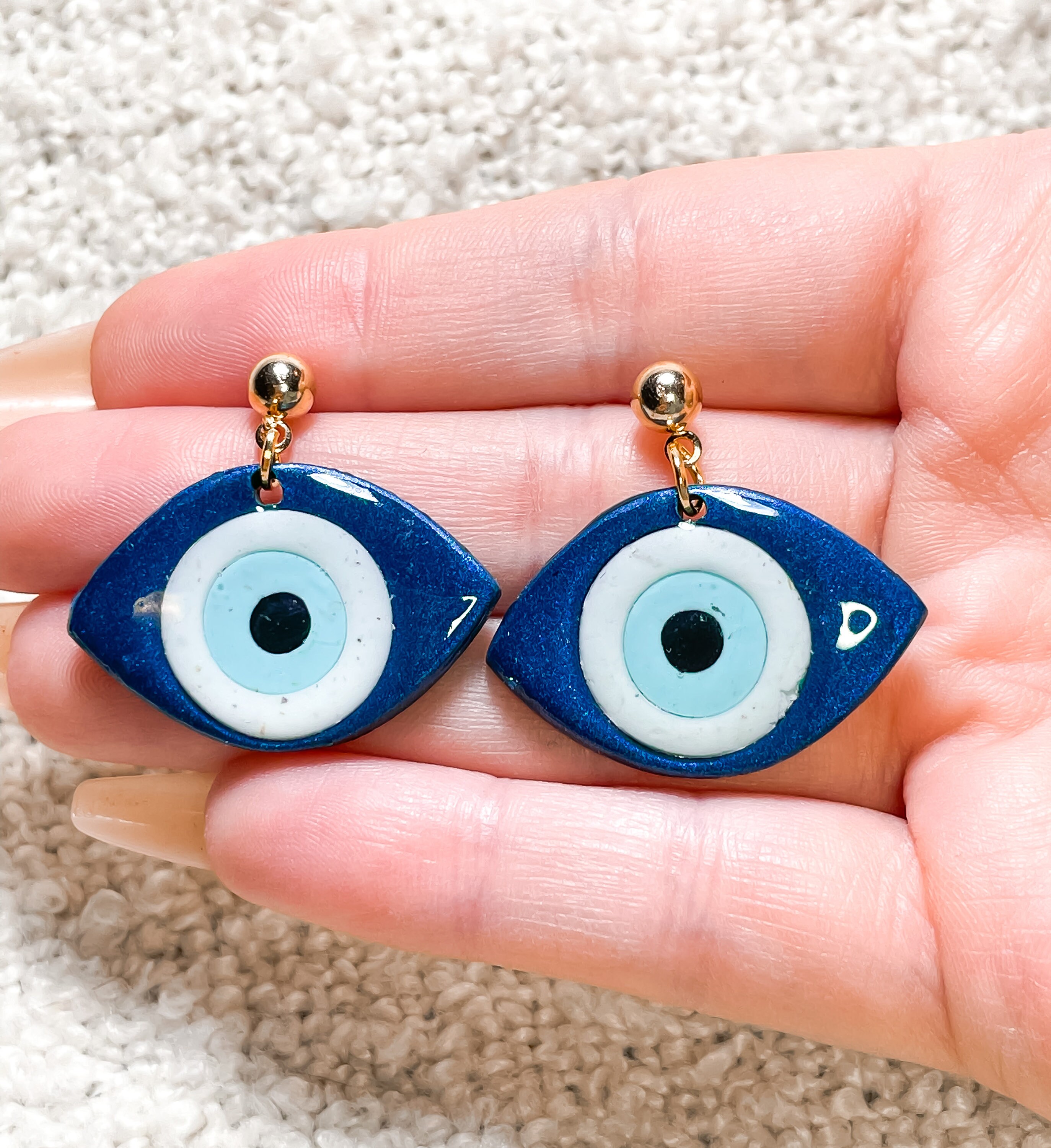 Evil eye polymer clay earrings store
