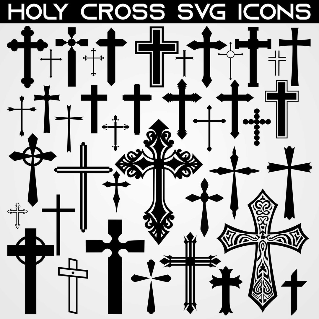 Holy Cross SVG Icons Set of 40 Religious Symbol Vector Graphics, Cross ...