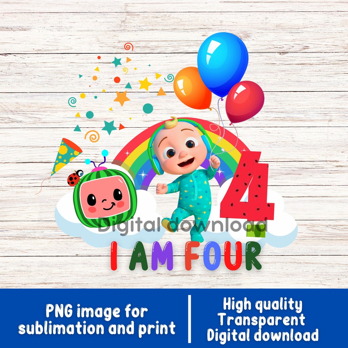 Cocomelon 4th Birthday PNG Kids Birhday PNG Сocomelon Boy - Etsy