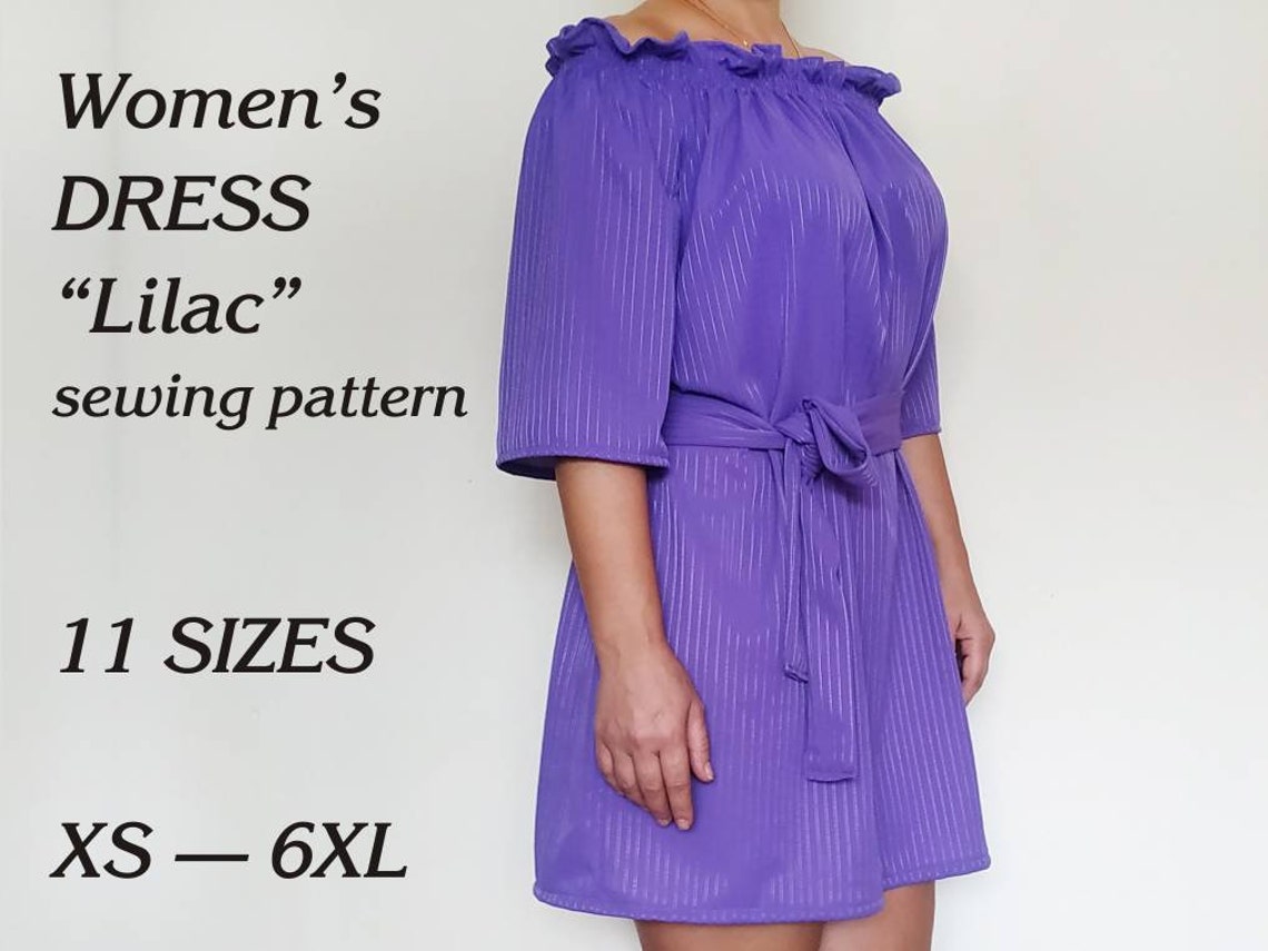 Off the Shoulder Dress Sewing Pattern PDF Women's Dress Lilac Sewing ...