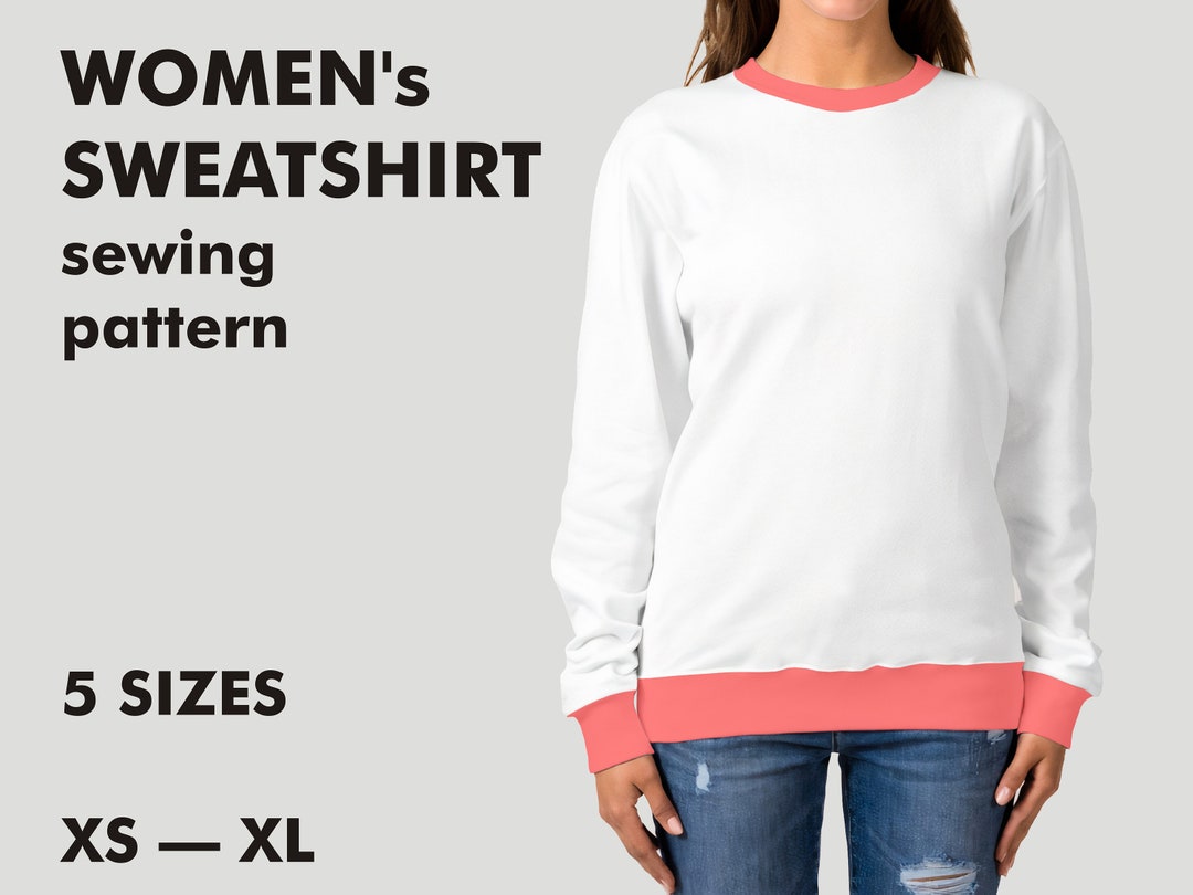 Women's Sweatshirt Sewing Pattern PDF - College Sweatshirt Sewing ...