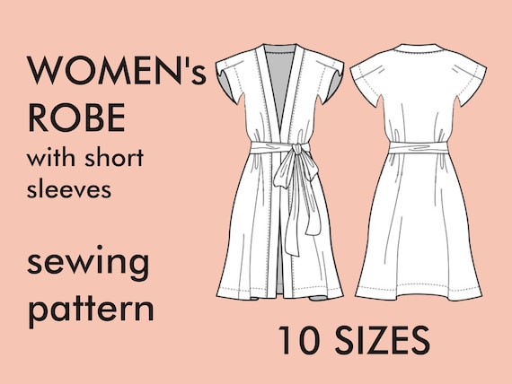 Robe Sewing Pattern PDF for Women Bathrobe Sewing Pattern | Etsy