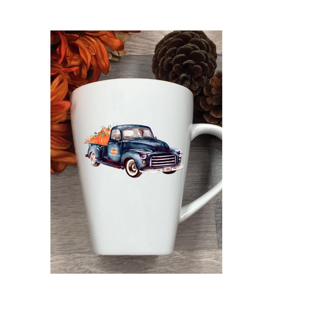 Blue Fall Truck Design Truck With Pumpkins Fall Sublimation | Etsy