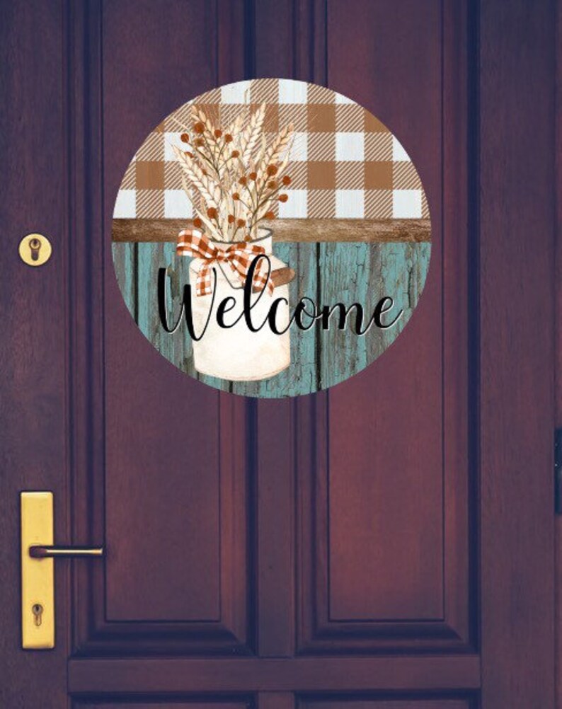 Wheat Milkcan Round Png Sublimation Door Fall Sublimation - Etsy