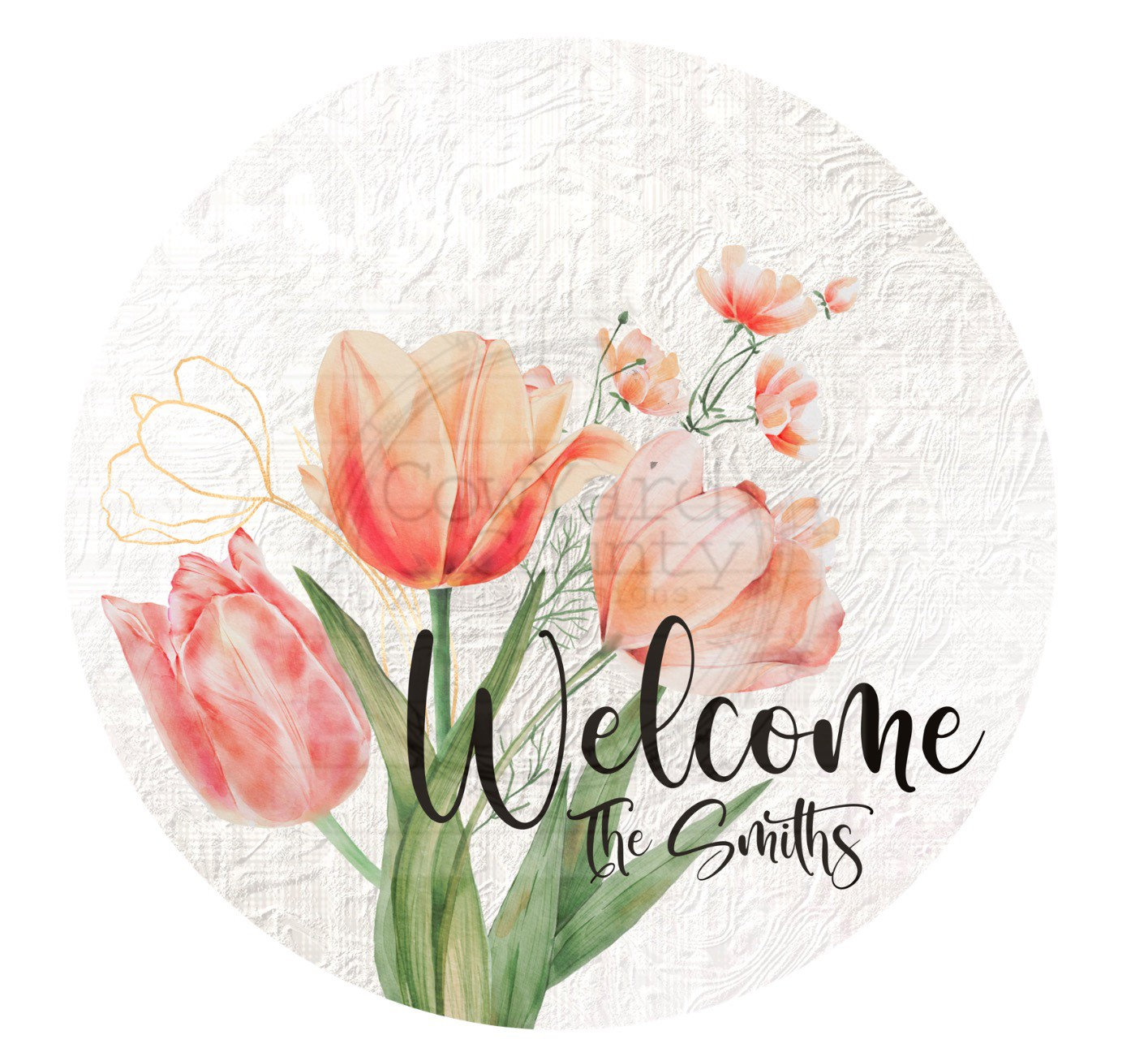 Peach Flower Round Door Hanger Png Spring Png Sublimation | Etsy