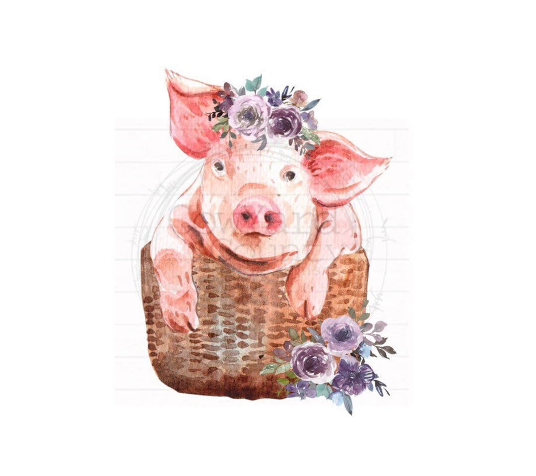 Pig With Flowers Png, Spring Sublimation, Farm Sublimation, Sublimation ...