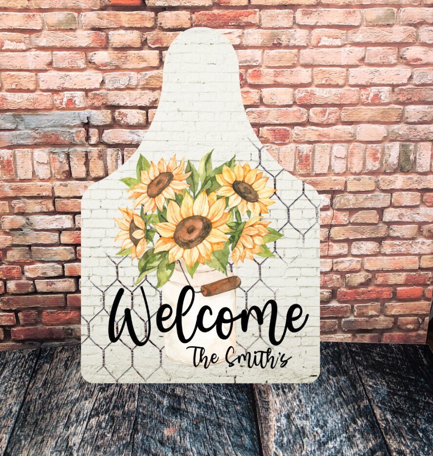 Sunflower Cattle Tag Door Hanger Slinging Arrow Sublimation - Etsy