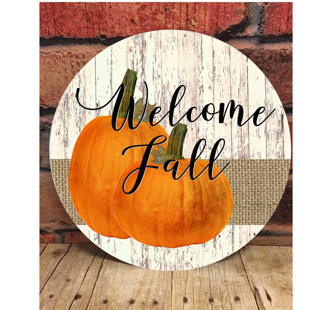 Hello Fall Round Door Hanger, Fall PNG, Fall Sublimation Designs ...