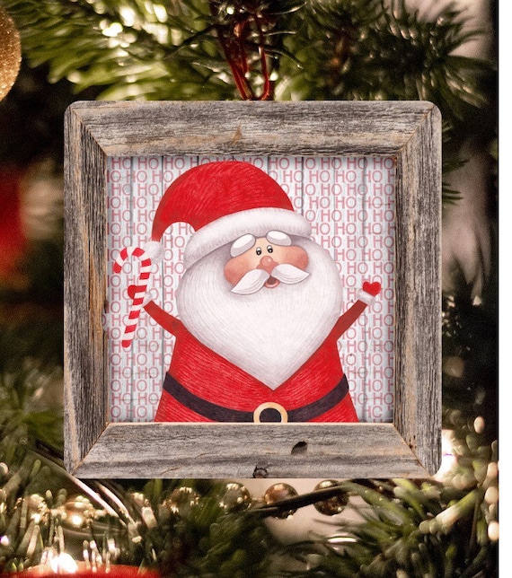 Santa Square Ornament Ornament Designs Christmas | Etsy
