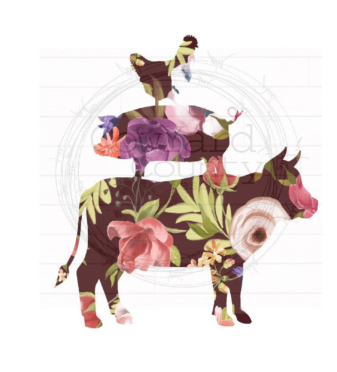 Floral Stacked Farm Animals, Spring Sublimation, Farm Sublimation ...