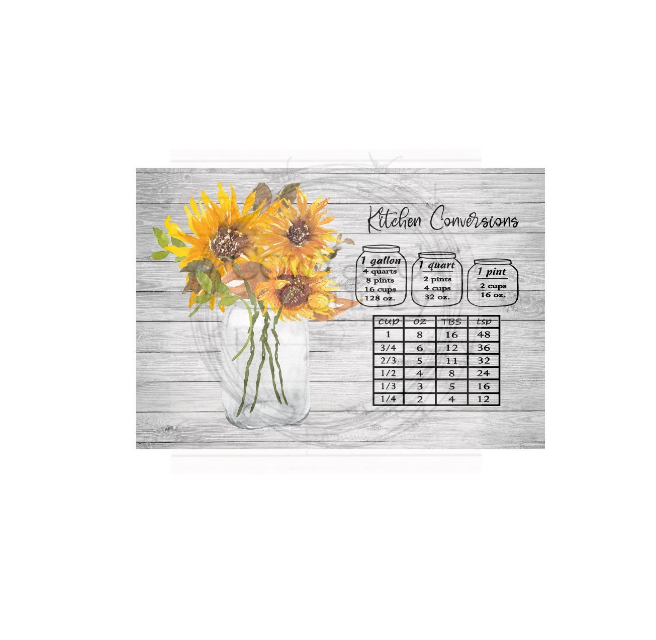 Sunflower Measurement Cutting Board Design Kitchen - Etsy