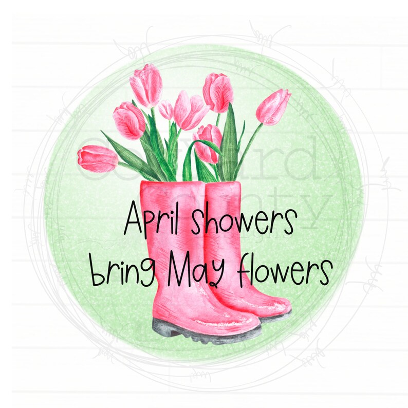 April Showers Bring May Flowers Circle Png Spring - Etsy
