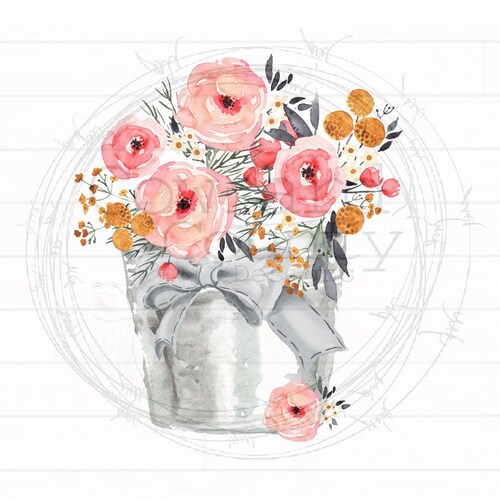 Spring Floral Pail Spring Sublimation Home Sublimation - Etsy
