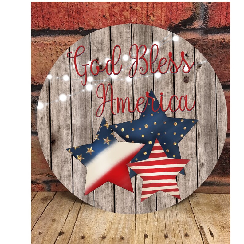 God Bless America Door Hanger Png Usa Sublimation Designs Etsy